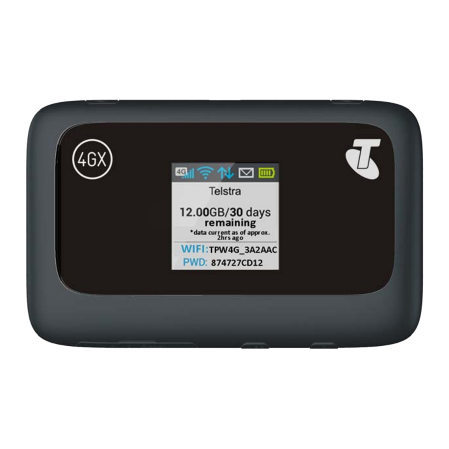 ZTE TELSTRA 4GX WI-FI PLUS (MF910Y) - Manuel du Modem | ManualsLib